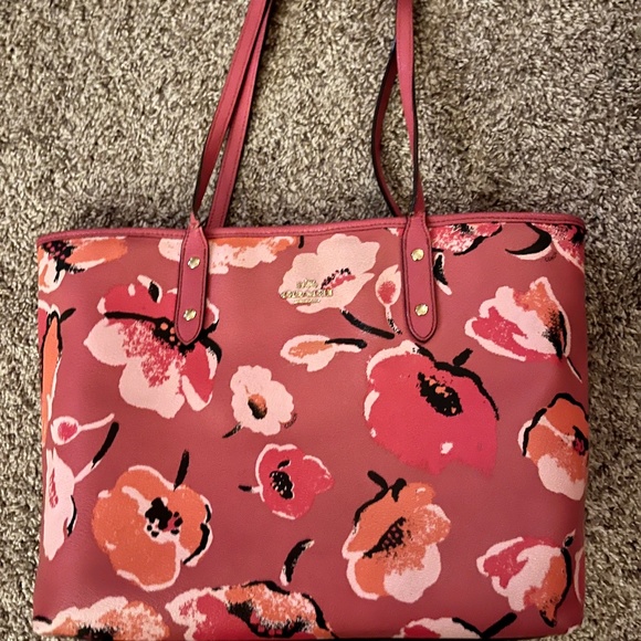 Coach | Bags | Coach Pink Floral Tote | Poshmark